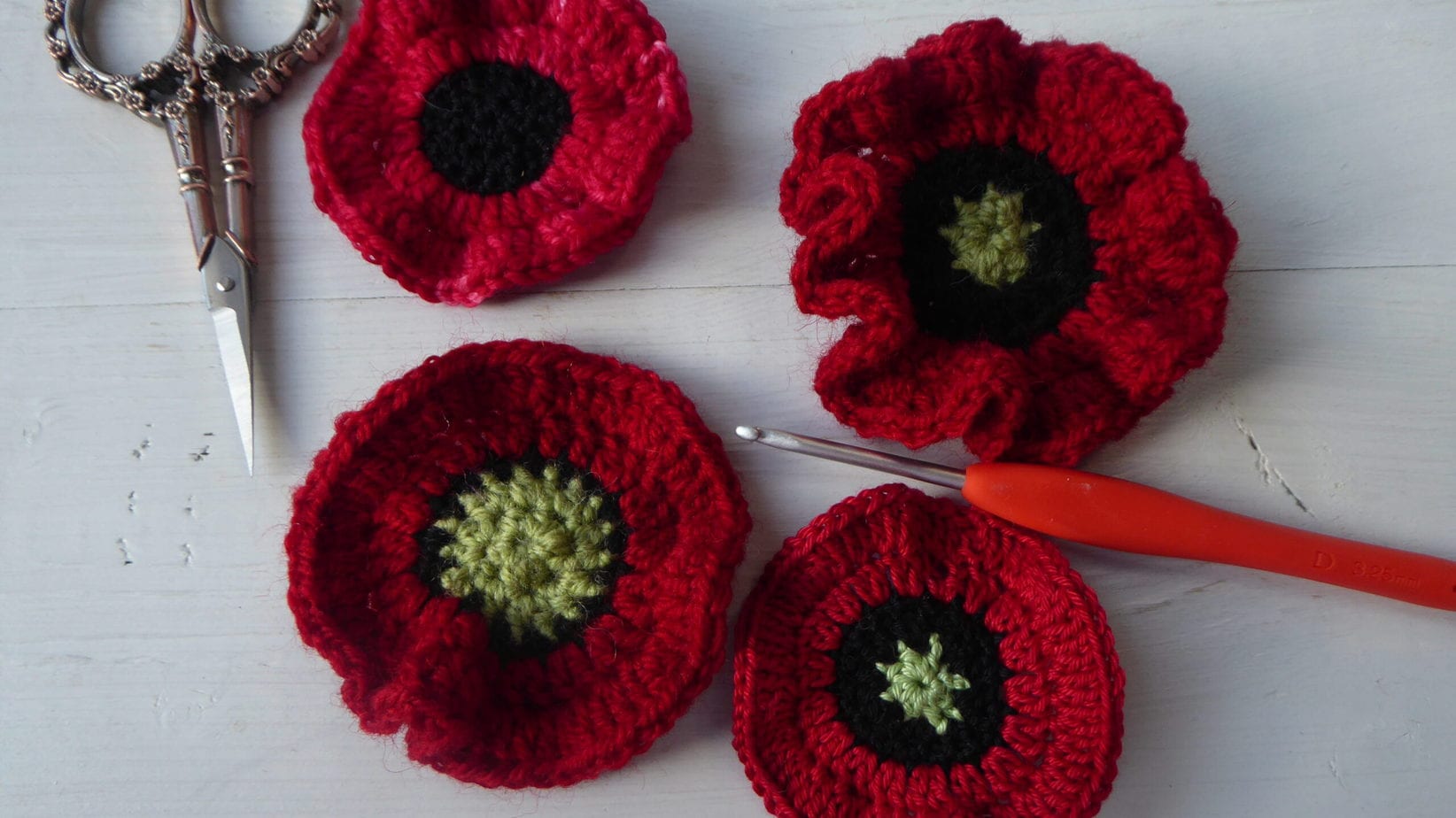 Free Crochet Poppy Patterns - Easy and Quick - off the hook for you