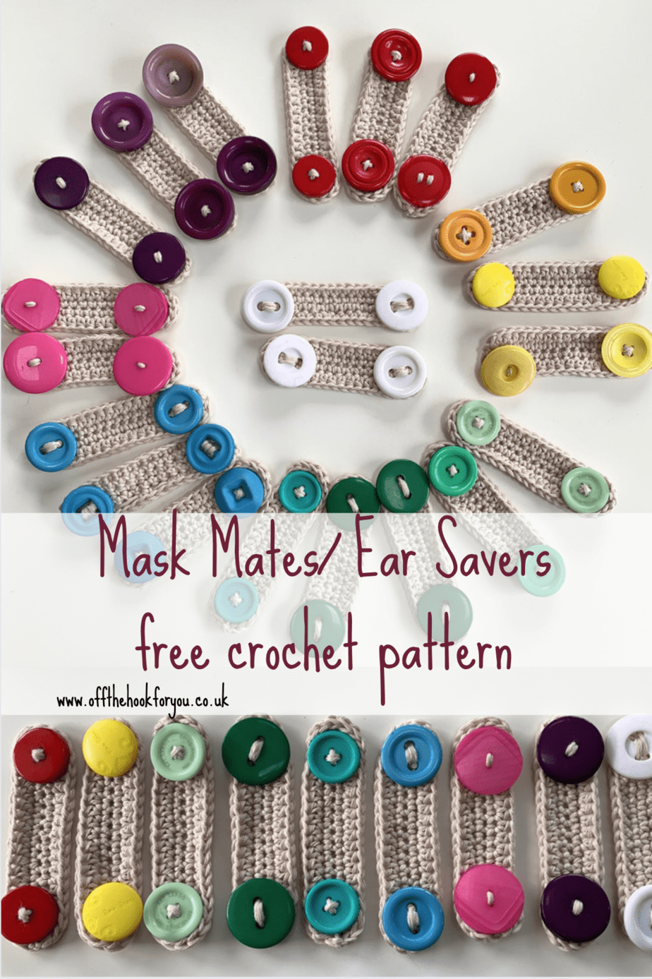 How to crochet Ear Savers/ mask mates - Free crochet pattern - off the ...